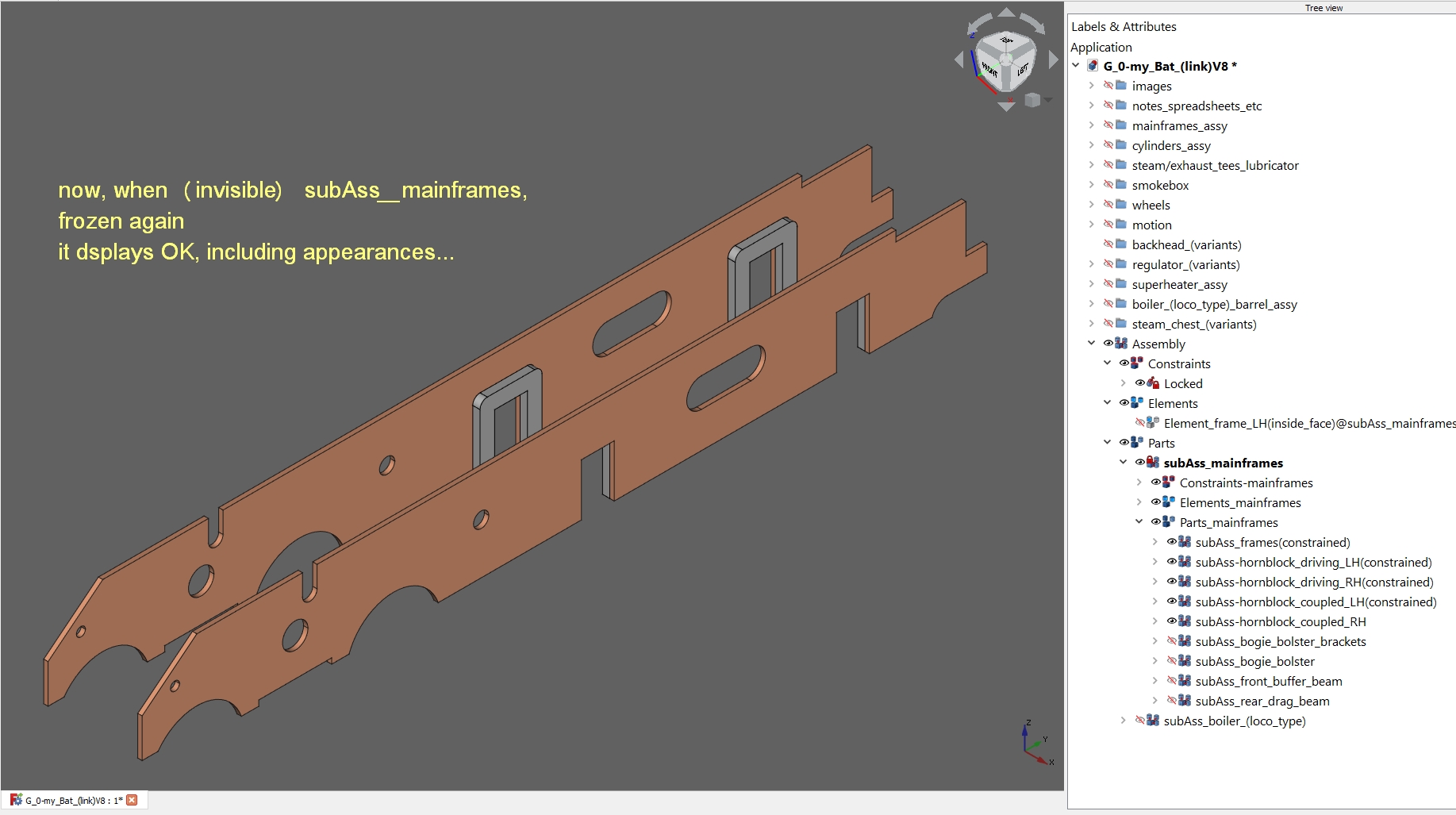 puzzling display issues when assembly frozen · Issue #590 · realthunder/FreeCAD_assembly3 · GitHub