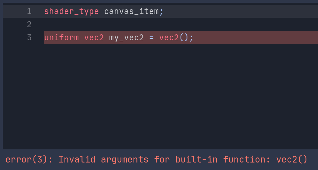 Calling an empty vec* constructor in shader editor on GLES2 reports the wrong error message ...