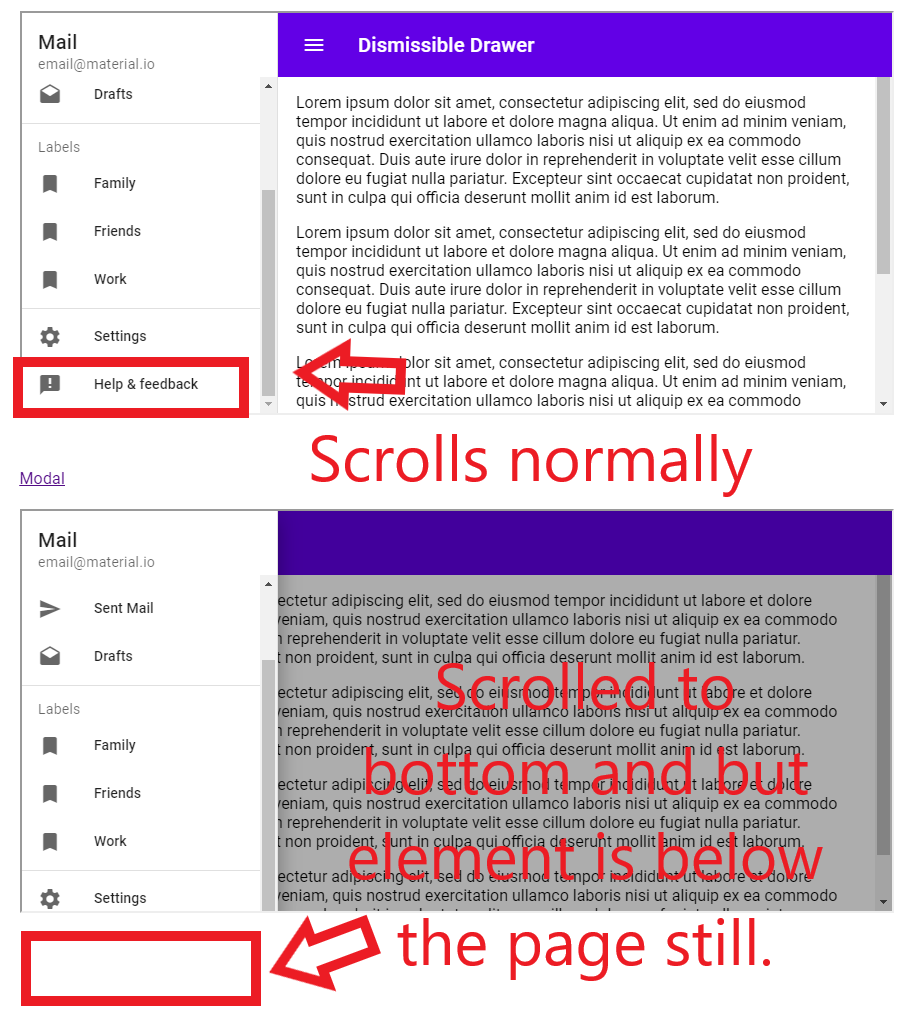 Modal Drawer Scroll Issue · Issue 3465 · Material Componentsmaterial Components Web · Github
