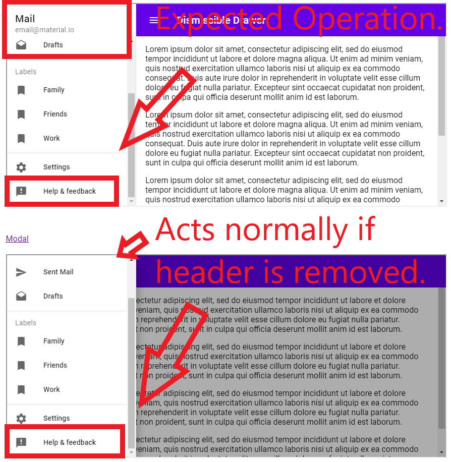 Modal Drawer Scroll Issue · Issue 3465 · Material Componentsmaterial