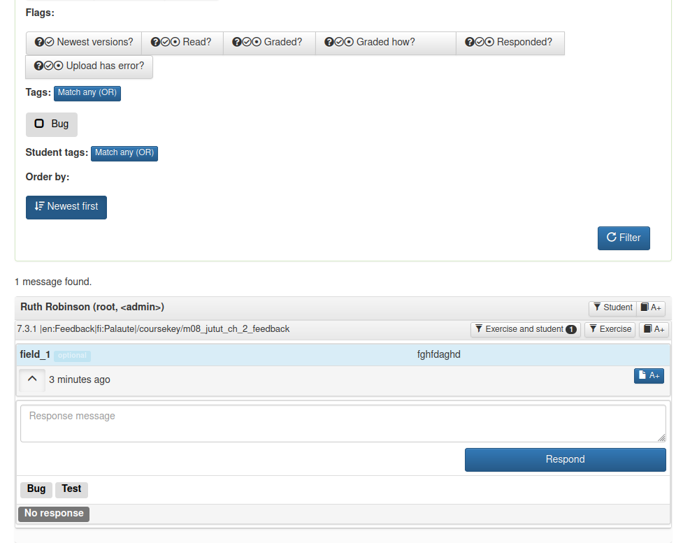 Removed feedback tags still appear in message response views until another feedback tag is ...