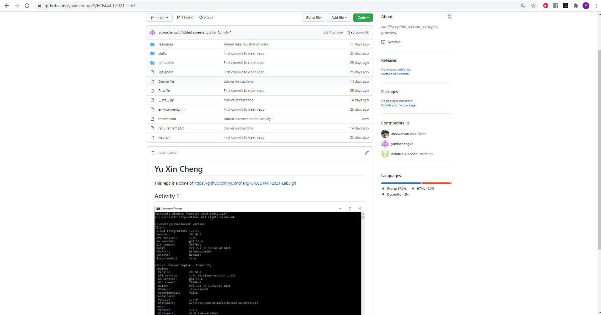 GitHub - yuxincheng73/ECE444-F2021-Lab3