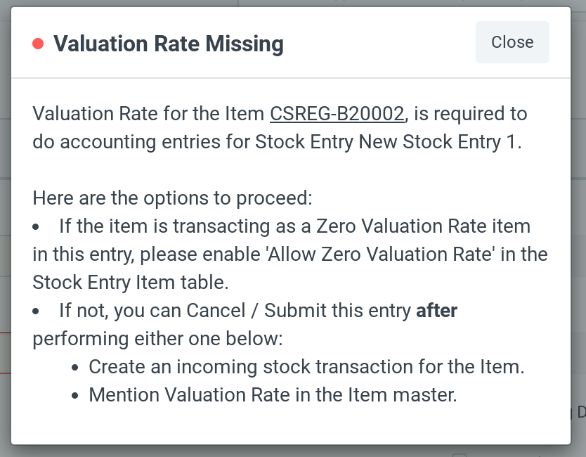 Incorrect Misleading Error Message When Item Value 0 And Creating Ste · Issue 22856