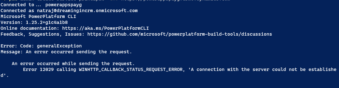 pac admin create-service-principal -env fails v1.25.2 · Issue #408 · microsoft/powerplatform ...