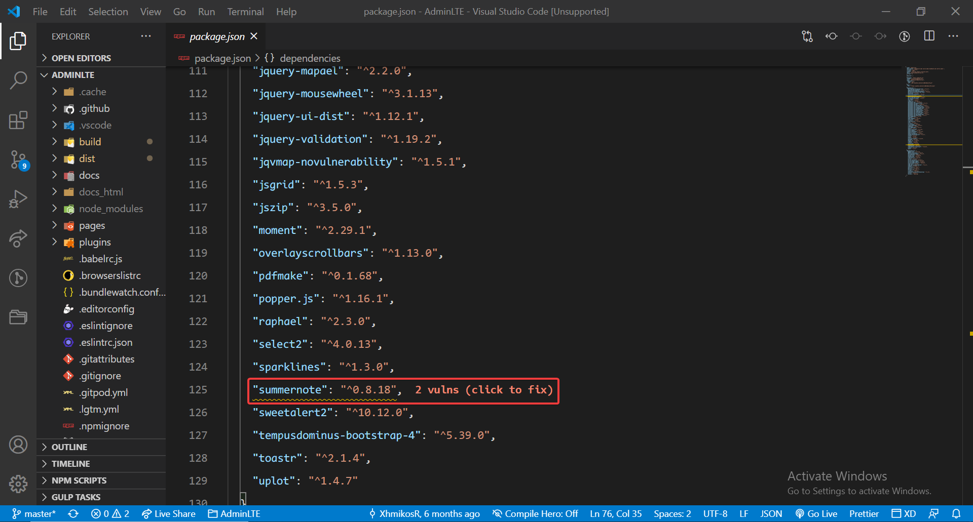 [BUG] FROM - Vuln Cost - Security Scanner · Issue #3207 · ColorlibHQ/AdminLTE · GitHub