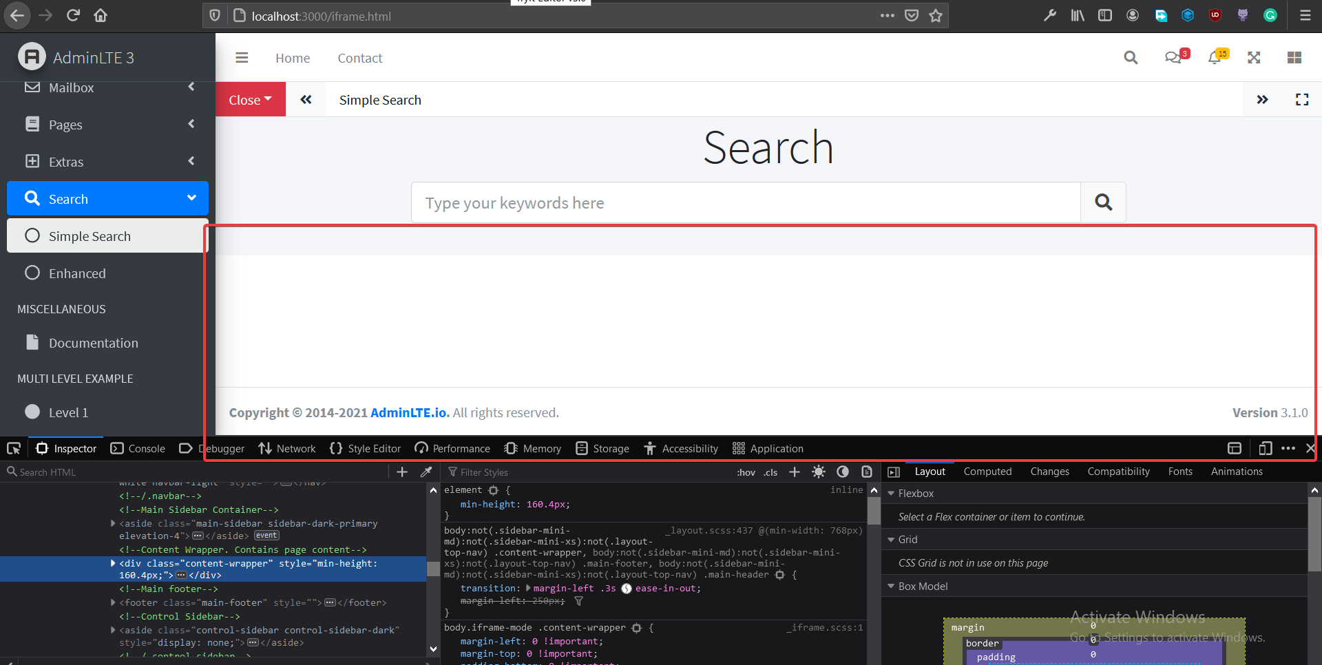 [bug] Iframe.html no fotter div, and the height of .tab-content is incorrect · Issue #3538 ...