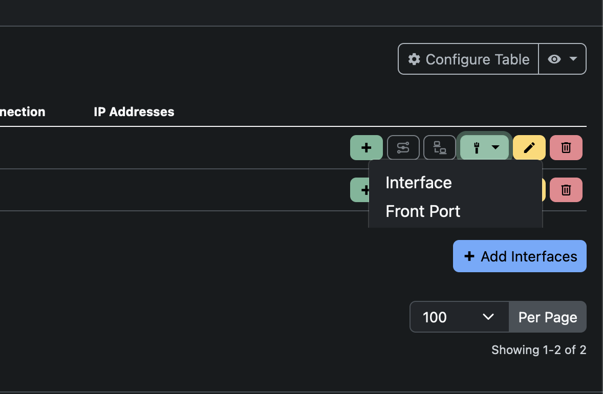 Connection type selector under Device>Interfaces can only show ...