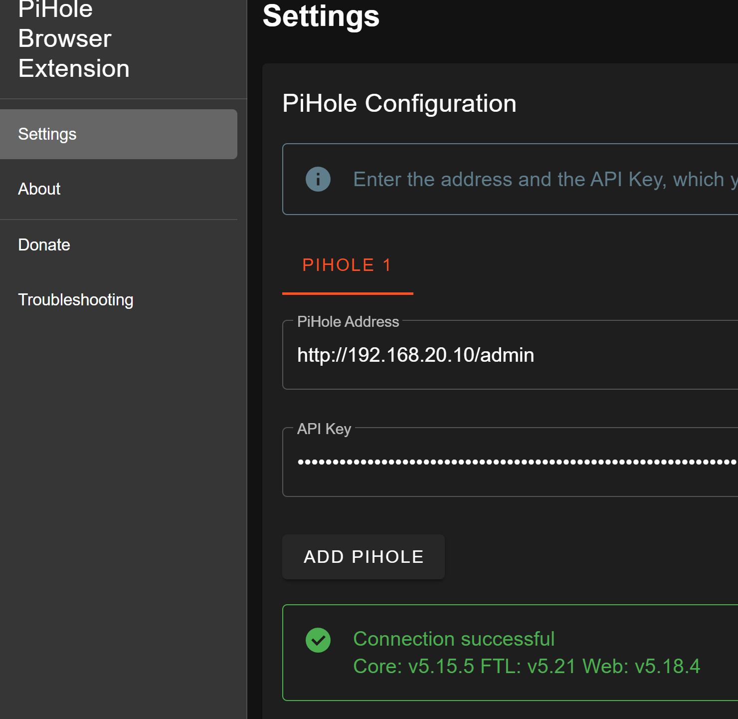 Extension show "ERR" yet settings shows connection successful · Issue #79 · badsgahhl/pihole ...