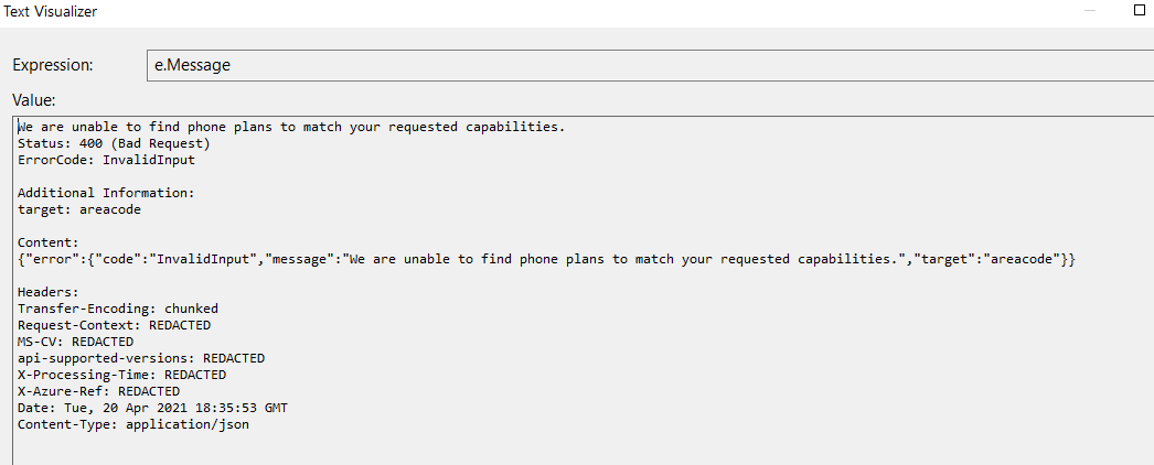 [Communication] PhoneNumbers SDK - Error thrown searching for phone ...