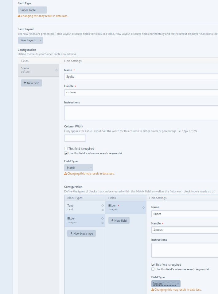 When editing a deeply nested field type, neither `Matrix nor `Super Table` are shown as options ...