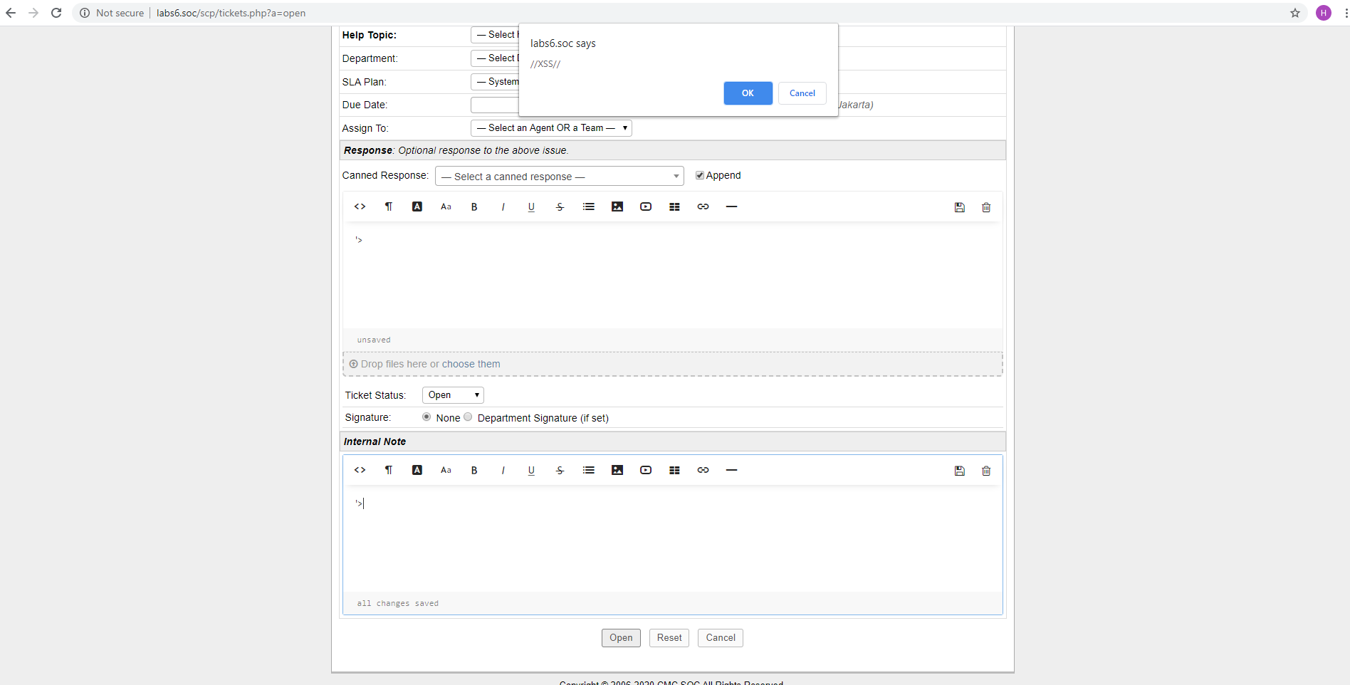 Cross Site Scripting Vulnerability on "Tickets" feature in OsTicket ...