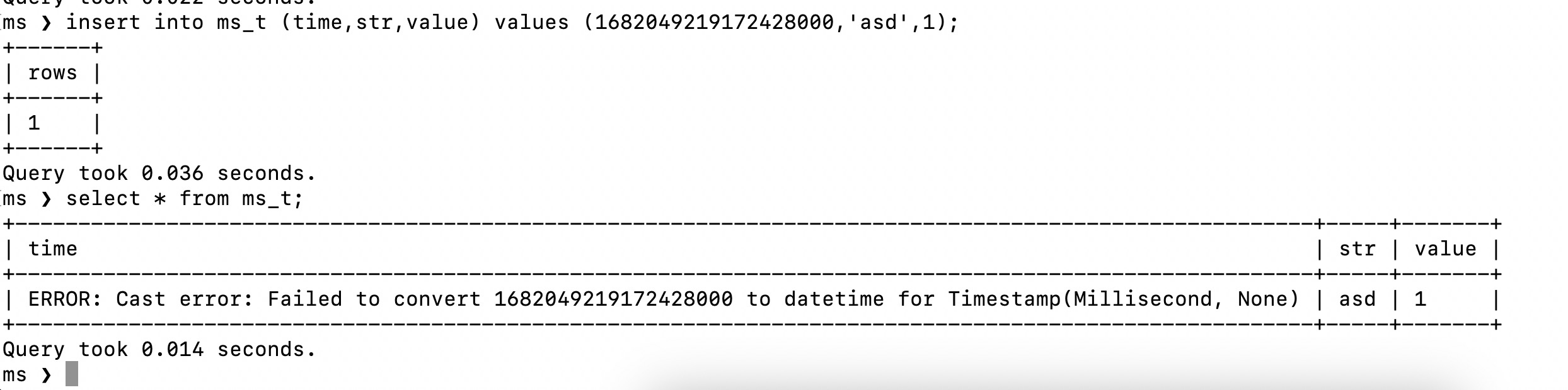 A Problem With Writing Nanosecond Timestamps To A Millisecond Precision Database · Issue 1128