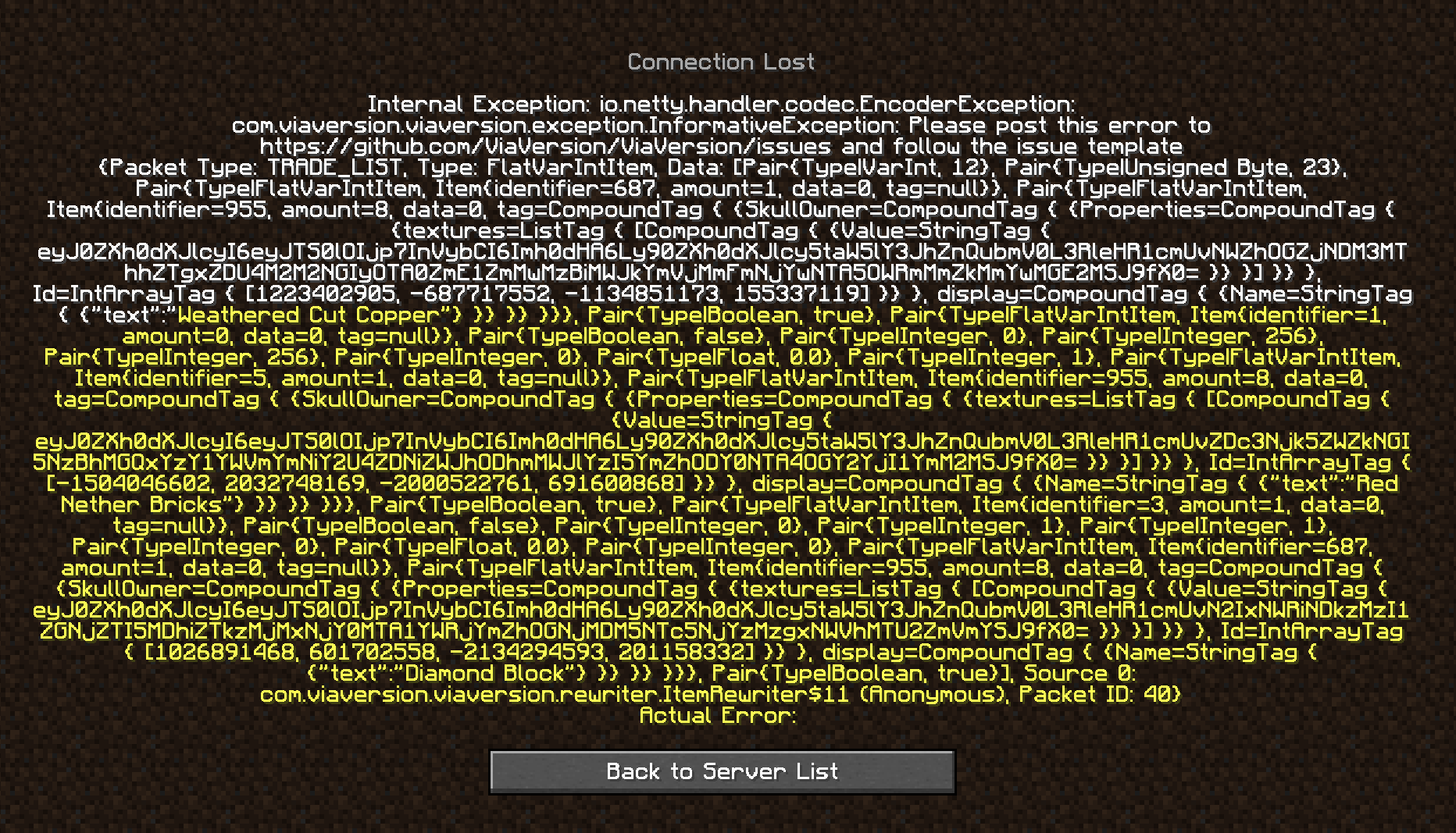 kicked from server when trading with wandering trader · Issue #2929 · ViaVersion/ViaVersion · GitHub