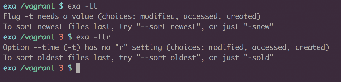 Default -t to modified · Issue #284 · ogham/exa · GitHub