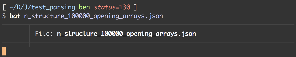 Slow to open a JSON file containing 100,000 '[' characters · Issue #221 · sharkdp/bat · GitHub