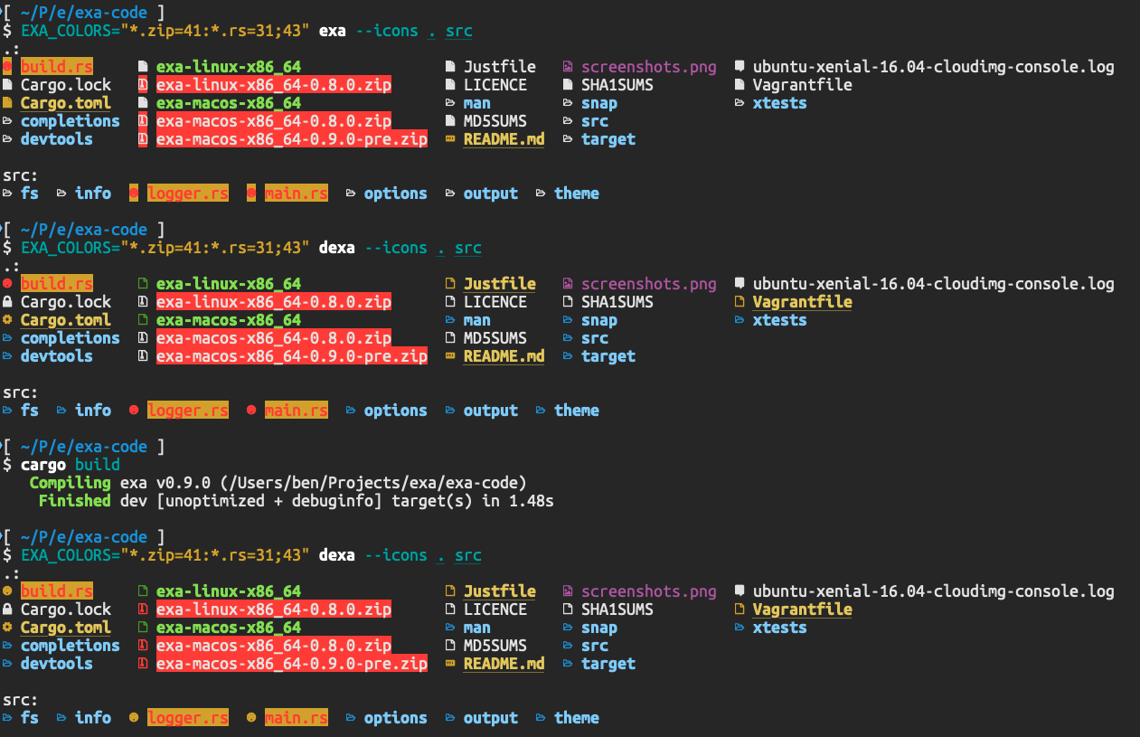 Style between icon and filename · Issue #561 · ogham/exa · GitHub