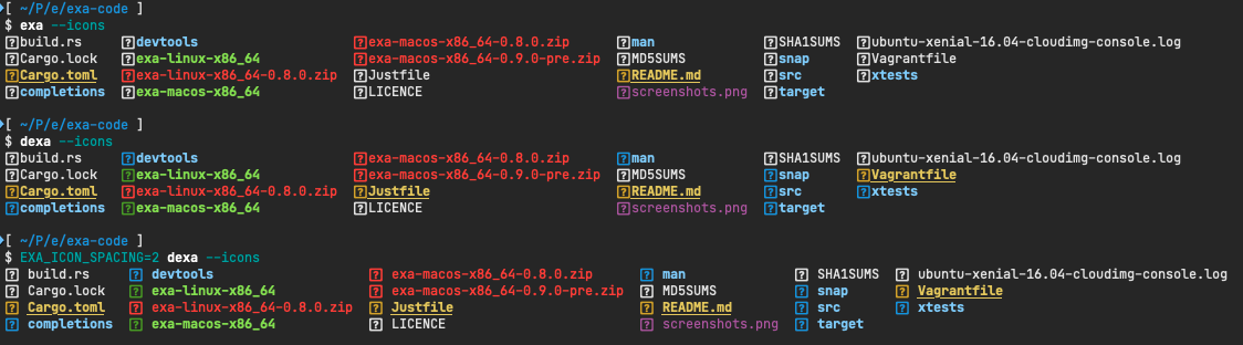 --icons Spacing · Issue #541 · ogham/exa · GitHub
