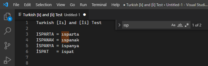 Turkish [Iı] and [İi] characters search problem · Issue #155930 ...
