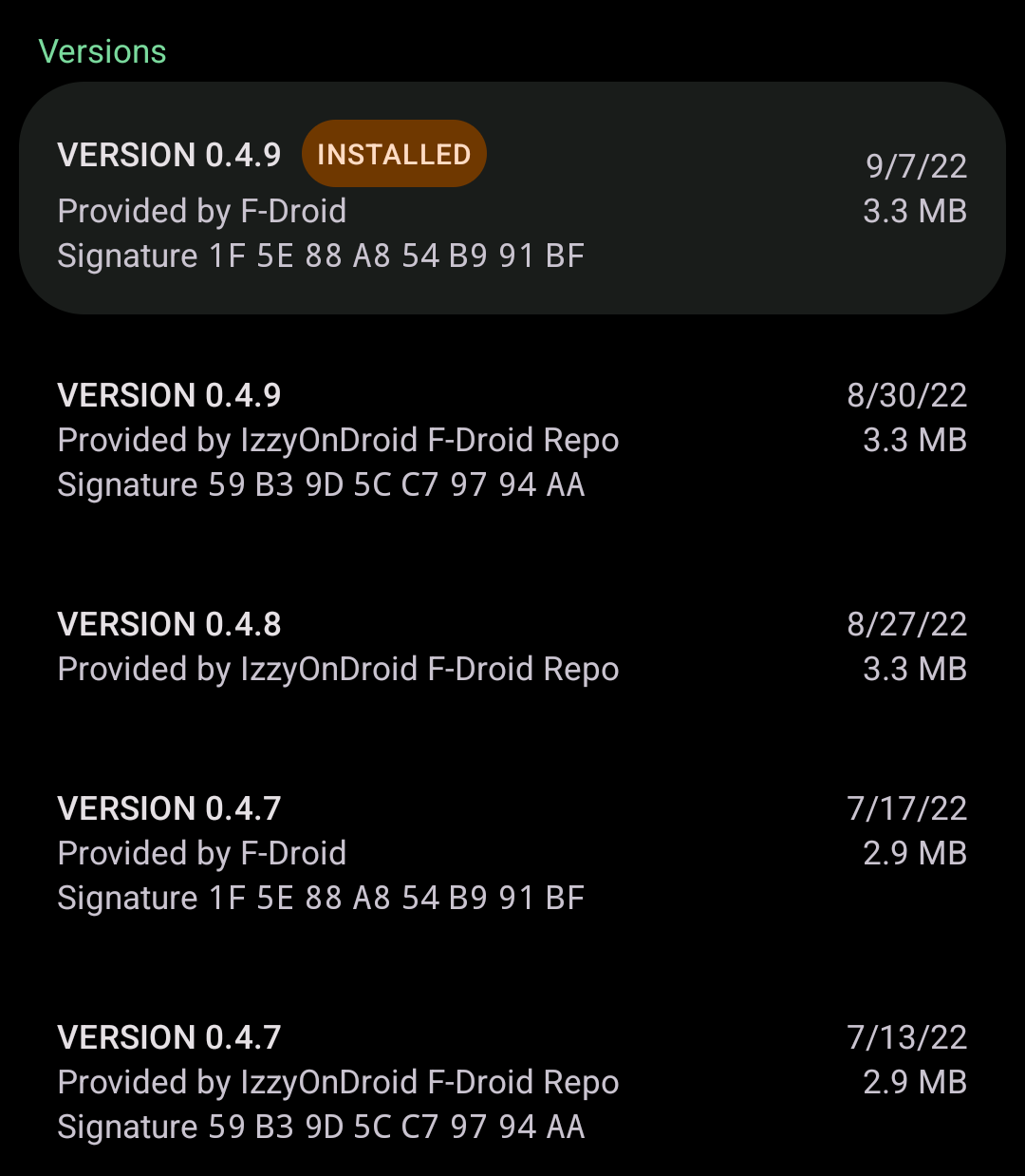 Remove unnecessary info from versions section · Issue #148 · Droid-ify/client · GitHub