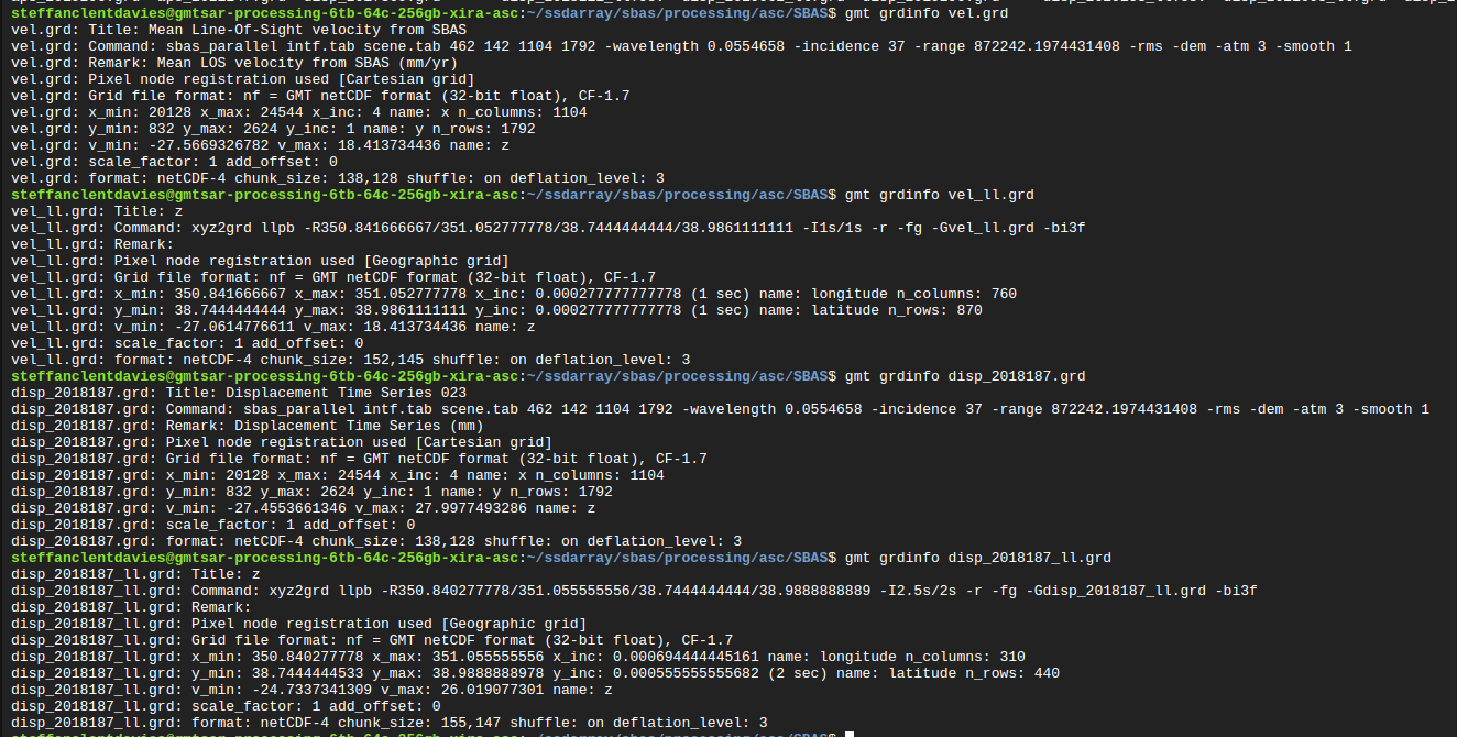 [Help]: Different number of points in vel.grd and disp*.grd files (sbas ...