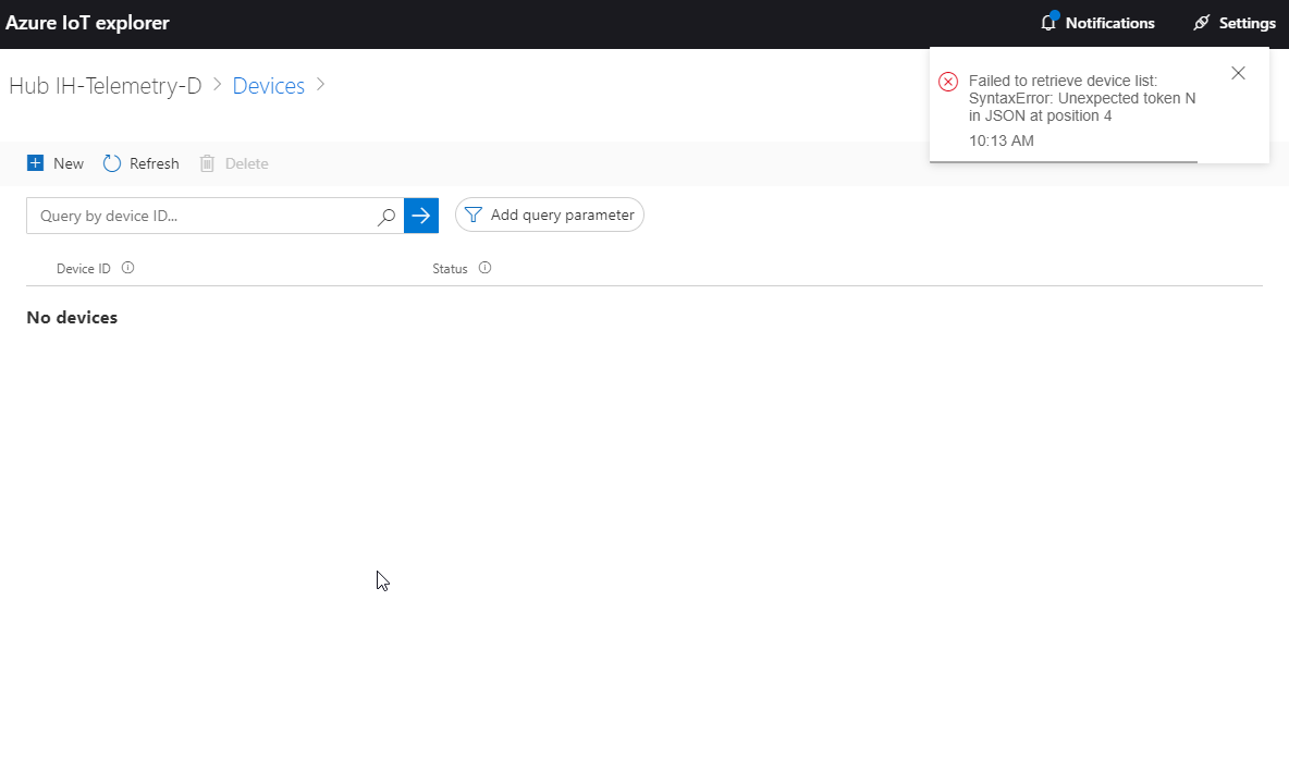 Bug Failed To Retrieve Device List · Issue 97 · Azureazure Iot