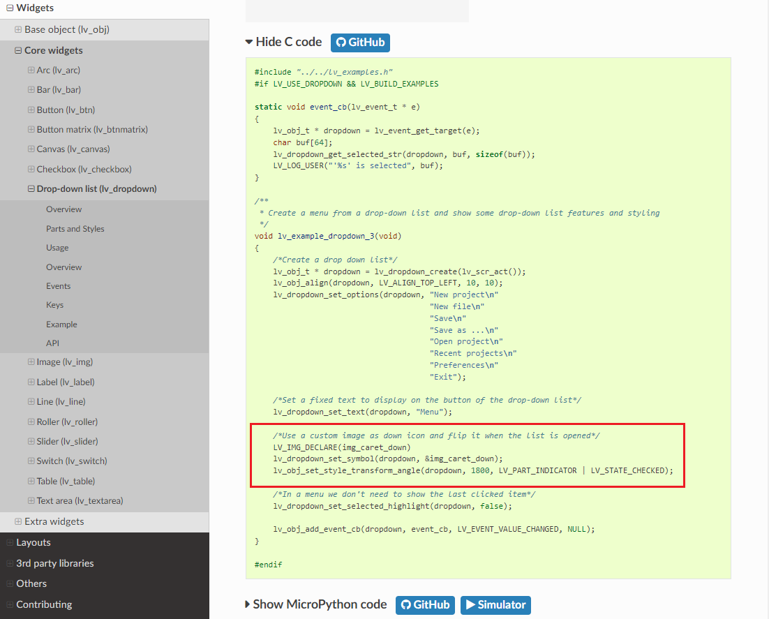 Change the drop-down box to Chinese, and the drop-down arrow is gone · Issue #3051 · lvgl/lvgl ...
