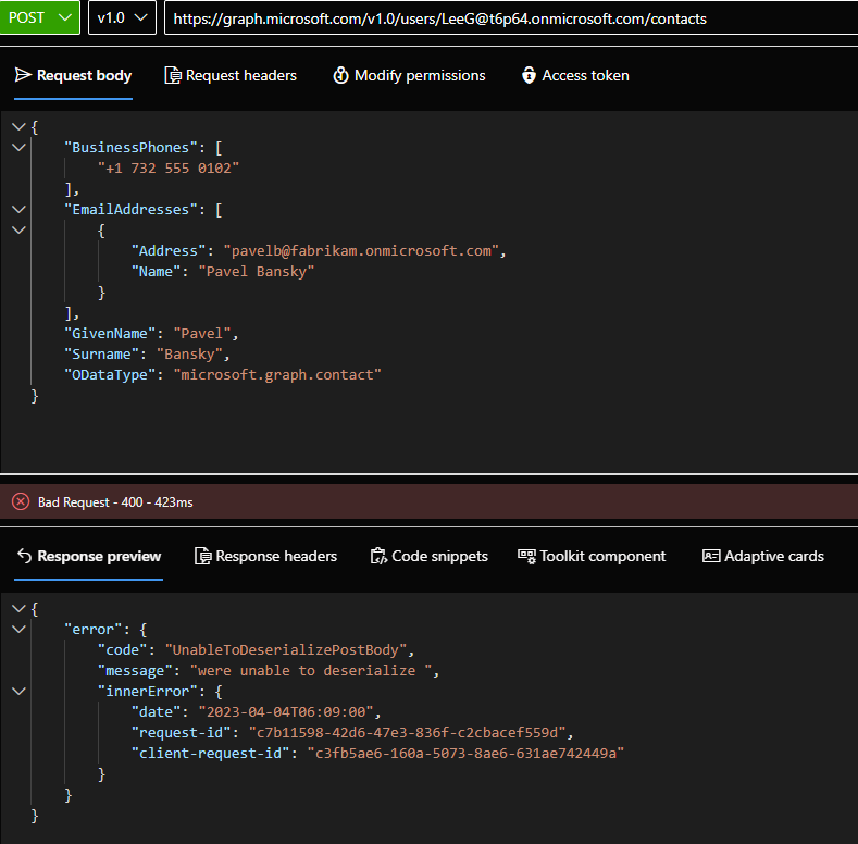 Not Possible To Create New Contact · Issue 1803 · Microsoftgraphmsgraph Sdk Dotnet · Github 