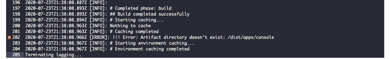 Cannot Deploy Nx Monorepo App Error Artifact Directory Doesn T Exist Dist Apps Console