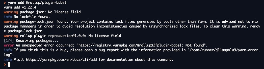 fail on install - '@rollup/plugin-babel' is not in the npm registry · Issue #530 · rollup ...