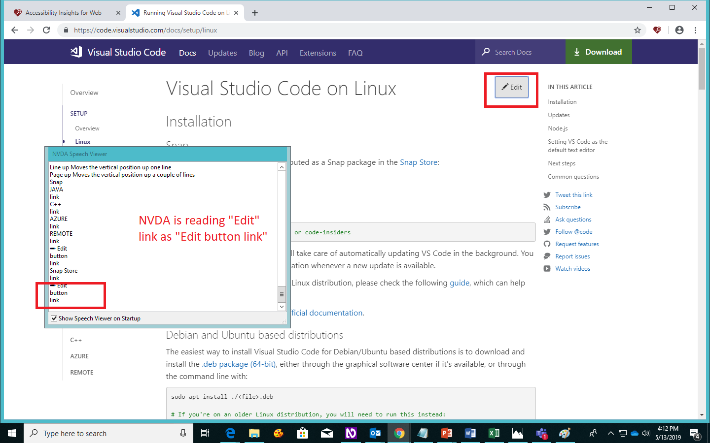 A11y Cela P1 Version Control In Vs Code Screen Reader Nvda Is Reading
