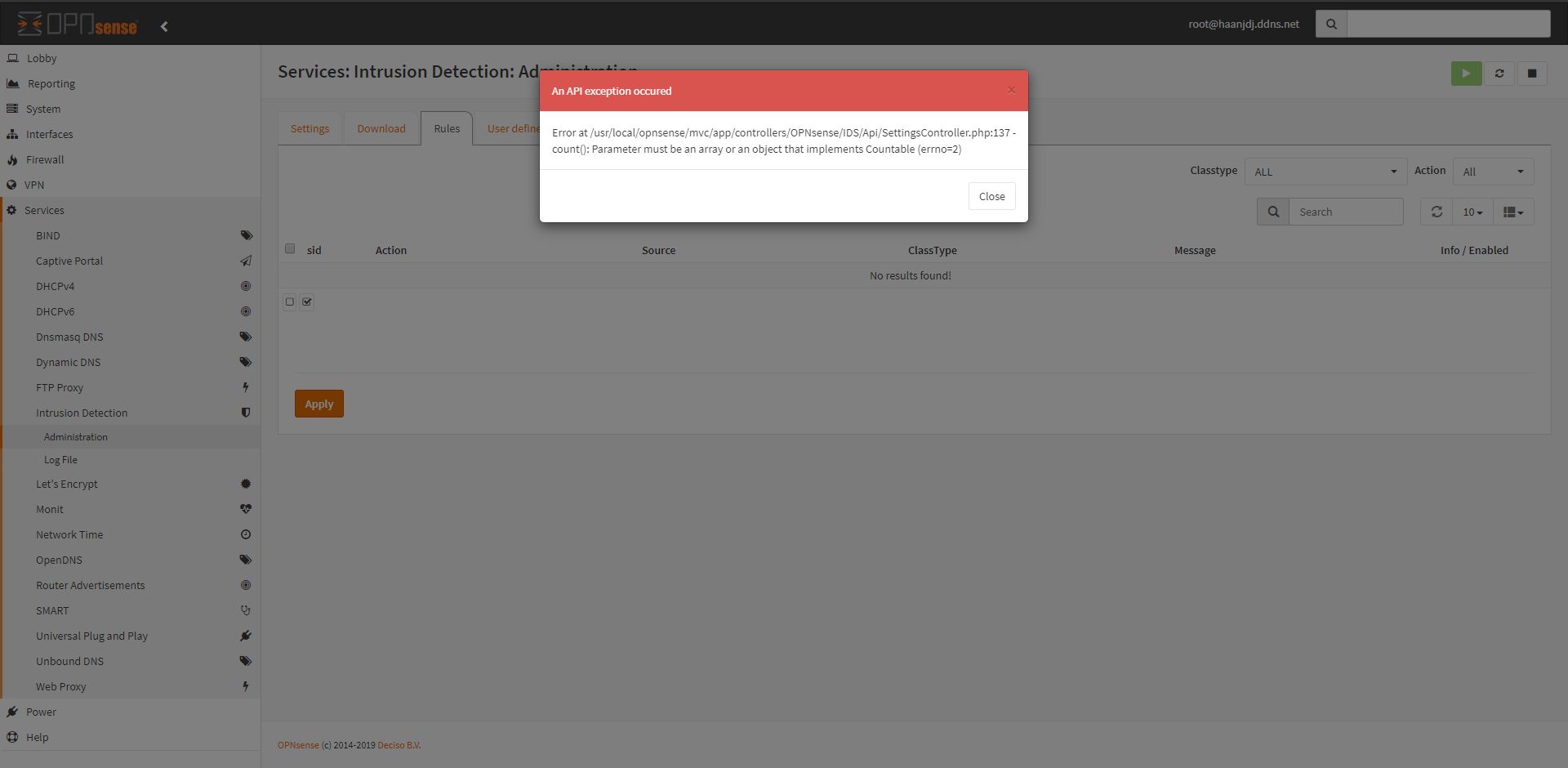 Intrusion Detection: api error while editing rules · Issue #3474 · opnsense/core · GitHub