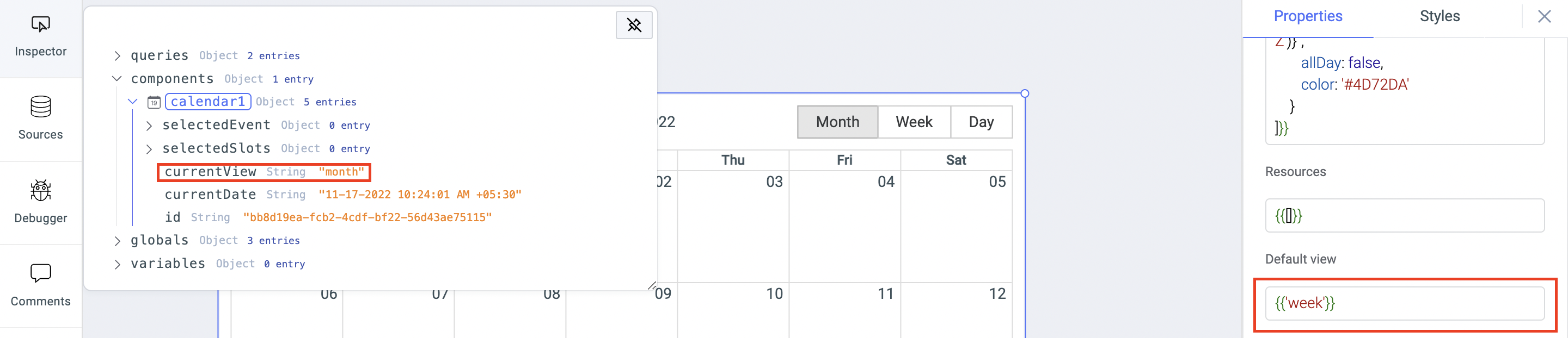 [Bug]: Default View on Calendar is not Exposed Properly · Issue #4785 · ToolJet/ToolJet · GitHub