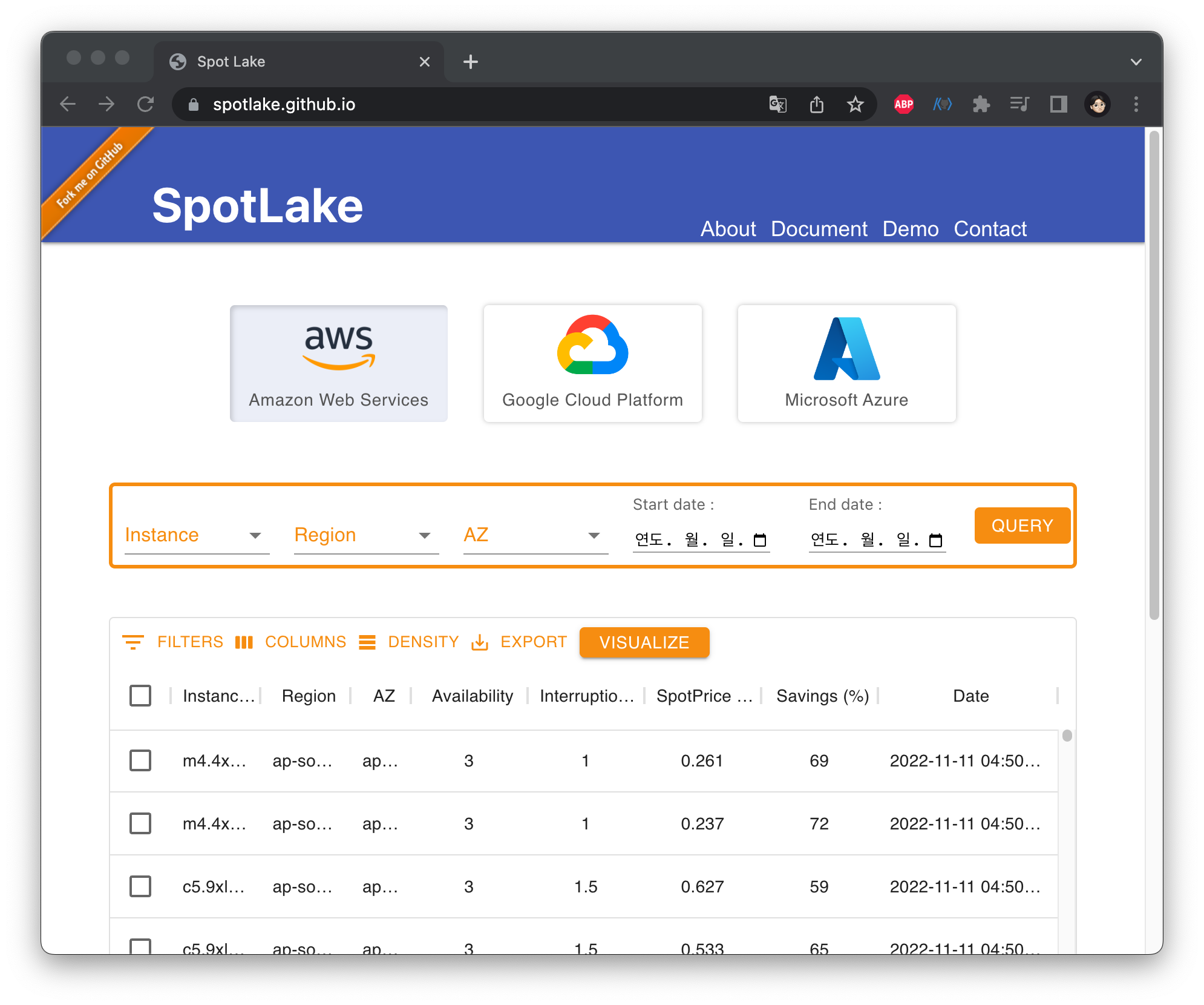 Spotlake 페이지의 콤보박스가 스크롤시 같이 움직임 · Issue #305 · ddps-lab/spotlake · GitHub