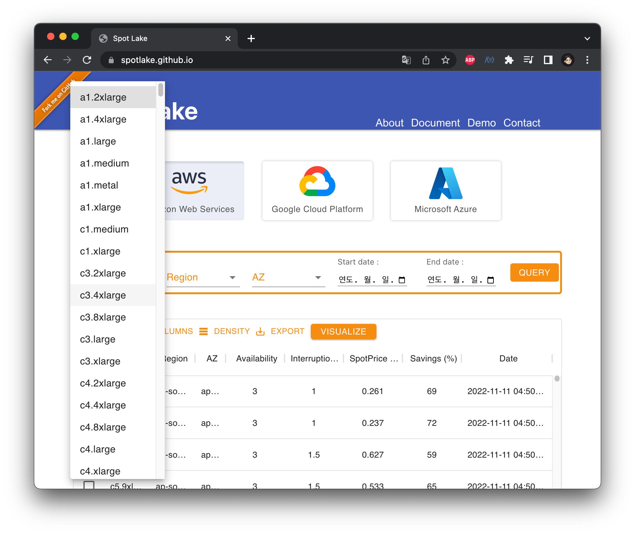 Spotlake 페이지의 콤보박스가 스크롤시 같이 움직임 · Issue #305 · ddps-lab/spotlake · GitHub