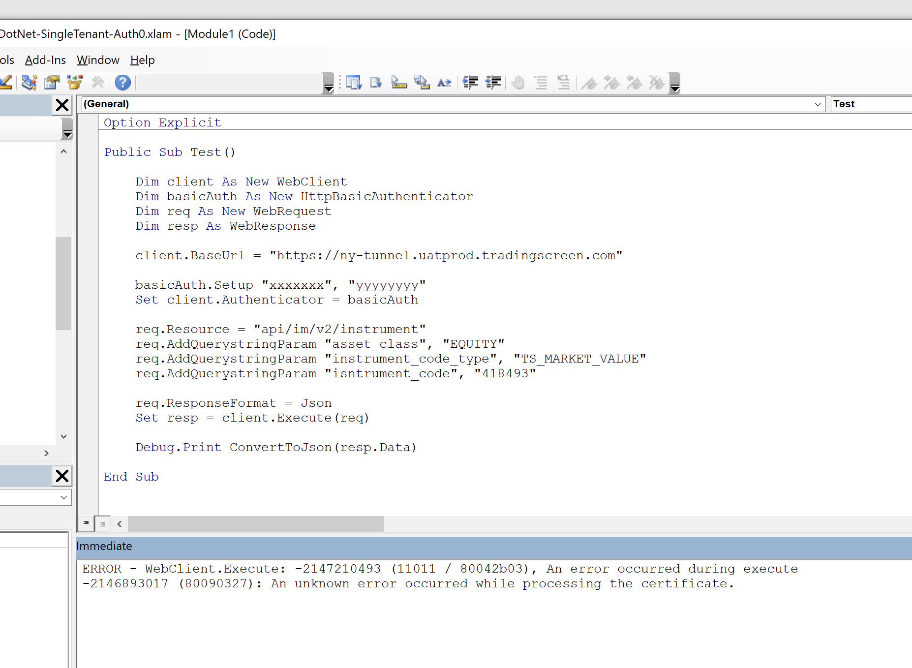 An error occurred during execute -2146885628 (80092004): Cannot find ...