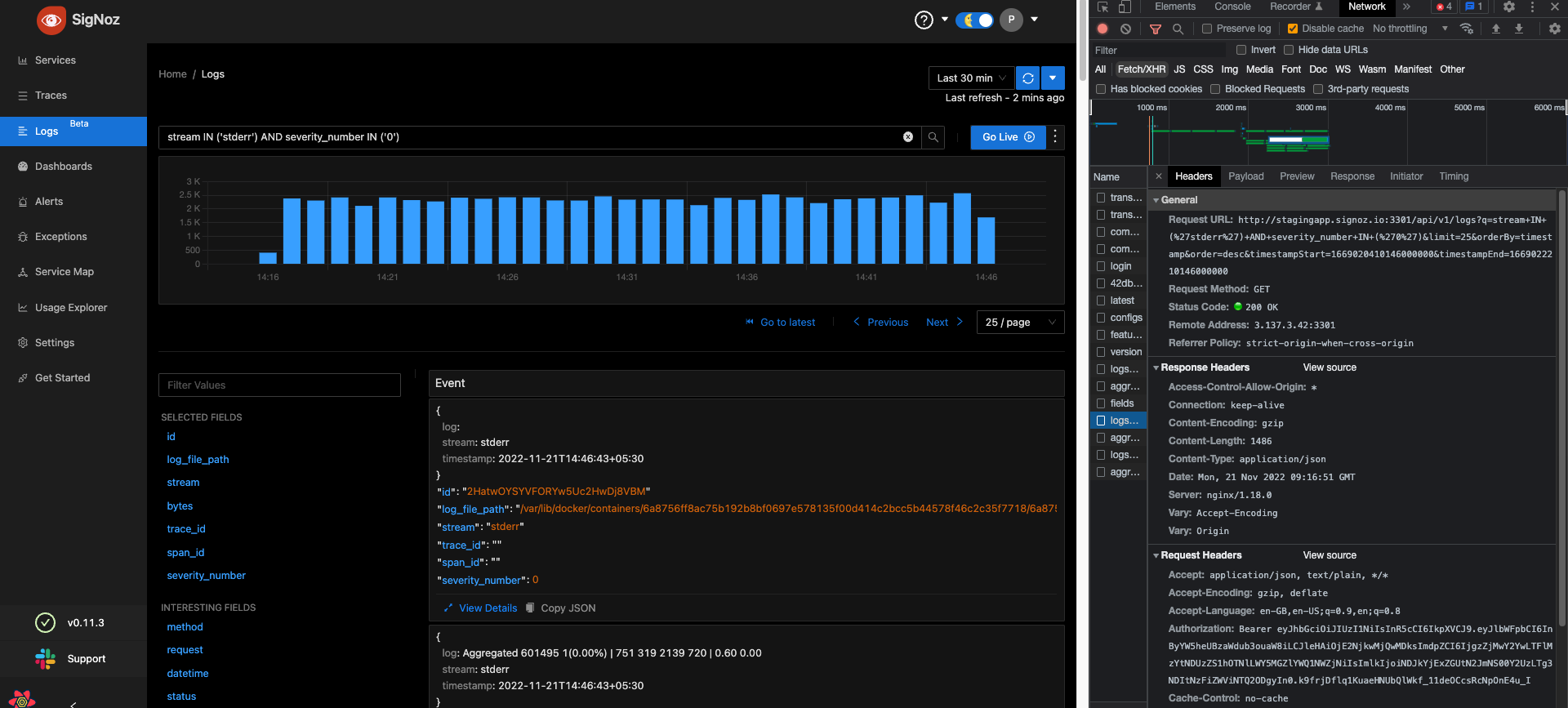 Signoz Frontend logs doesn't respect the URL · Issue #1713 · SigNoz/signoz · GitHub