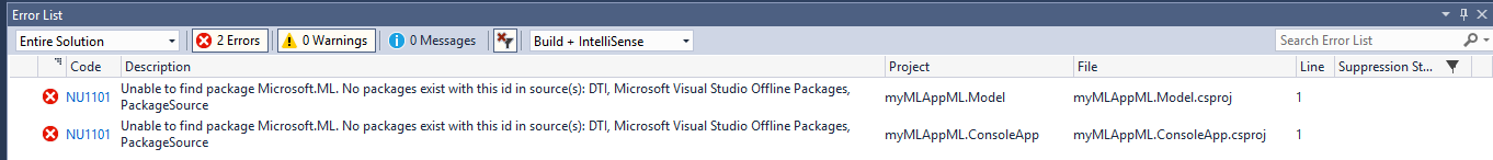 Unable to find package Microsoft.ML. · Issue #436 · dotnet/machinelearning-samples · GitHub