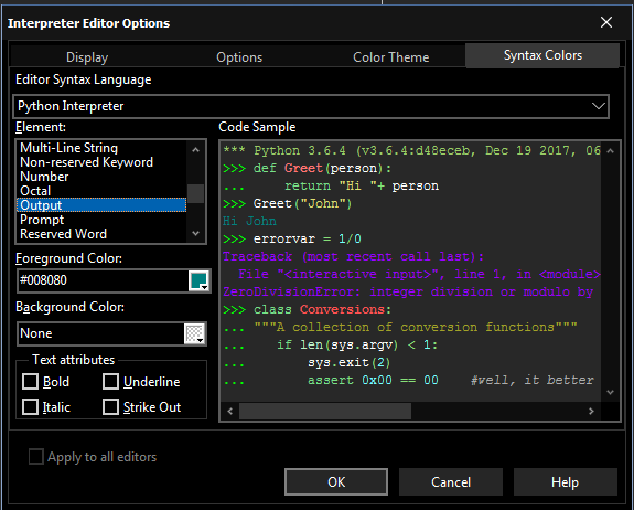 Issue #960 details: Python Interpreter Window, font color problem · Issue #961 · pyscripter ...