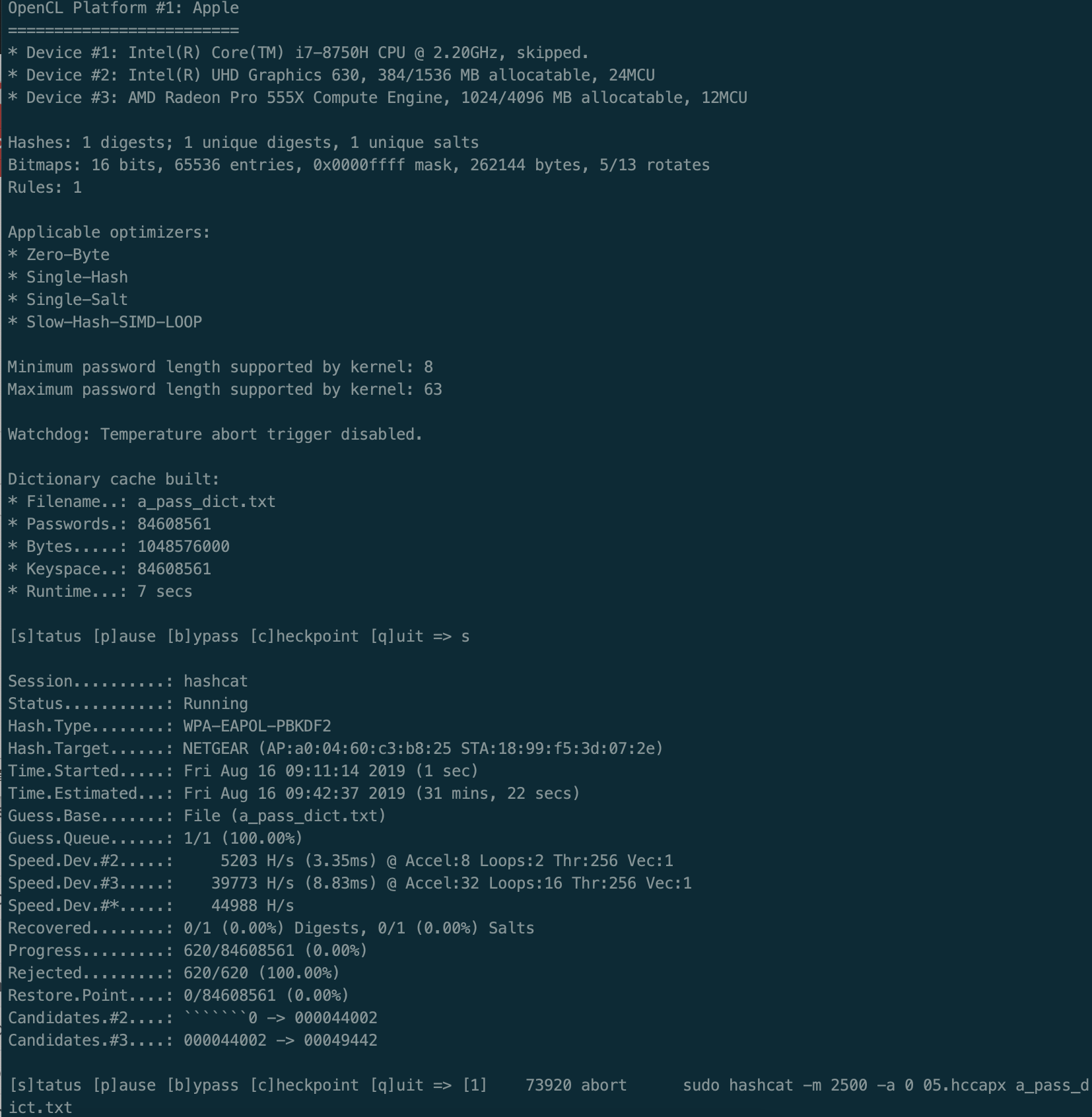 Mac Runs For 1 Minute And Then Exits How Did This Happen · Issue 2167 · Hashcathashcat · Github