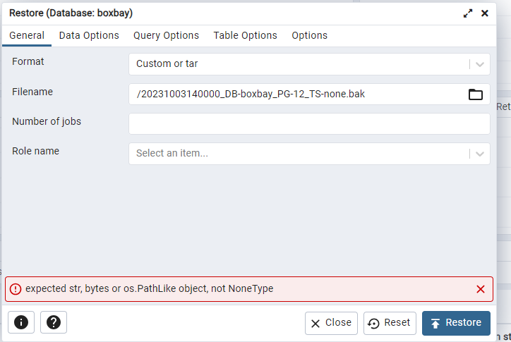 Database restore over web ui won't work · Issue #6820 · pgadmin-org/pgadmin4 · GitHub