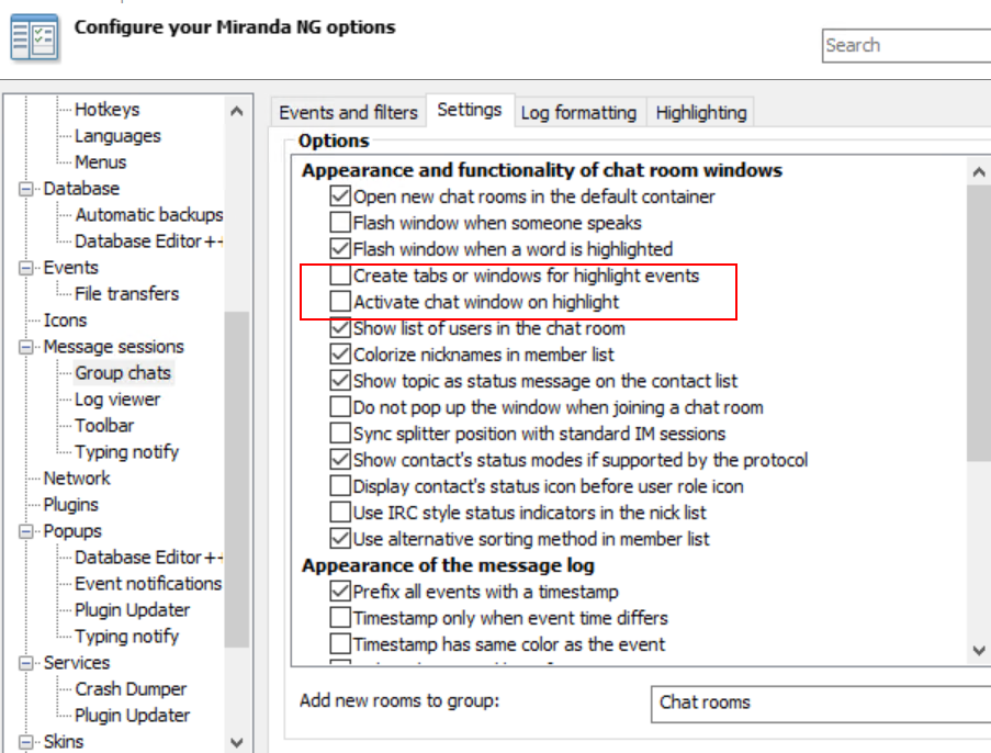 TabSRMM: хайлайты создают окно чата, пока вручную не передернешь опции · Issue #2761 · miranda ...