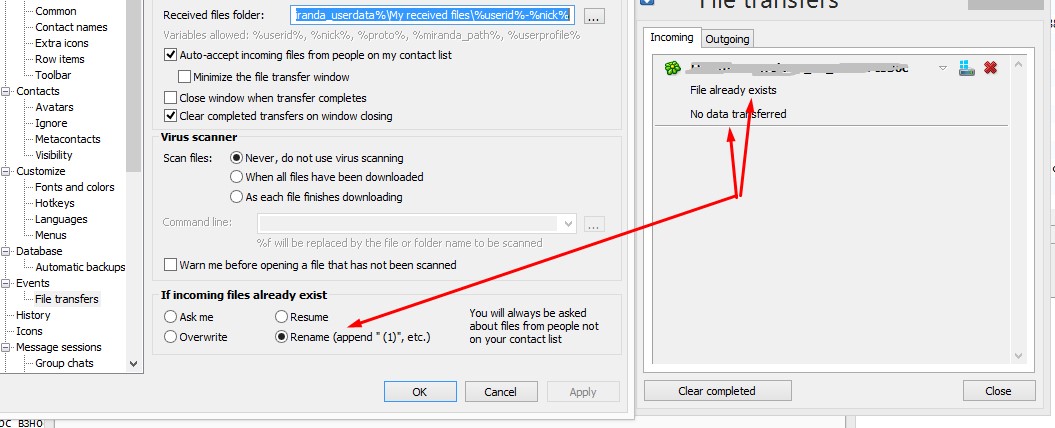 ICQ игнорирует настройки приёма файлов · Issue #2390 · miranda-ng ...