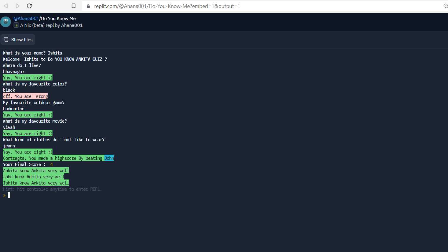 GitHub - Ahana001/Do-You-Know-Me-Quiz