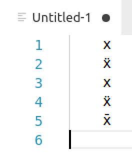 Leading whitespace is compacted when using unicode overline, dot above ...
