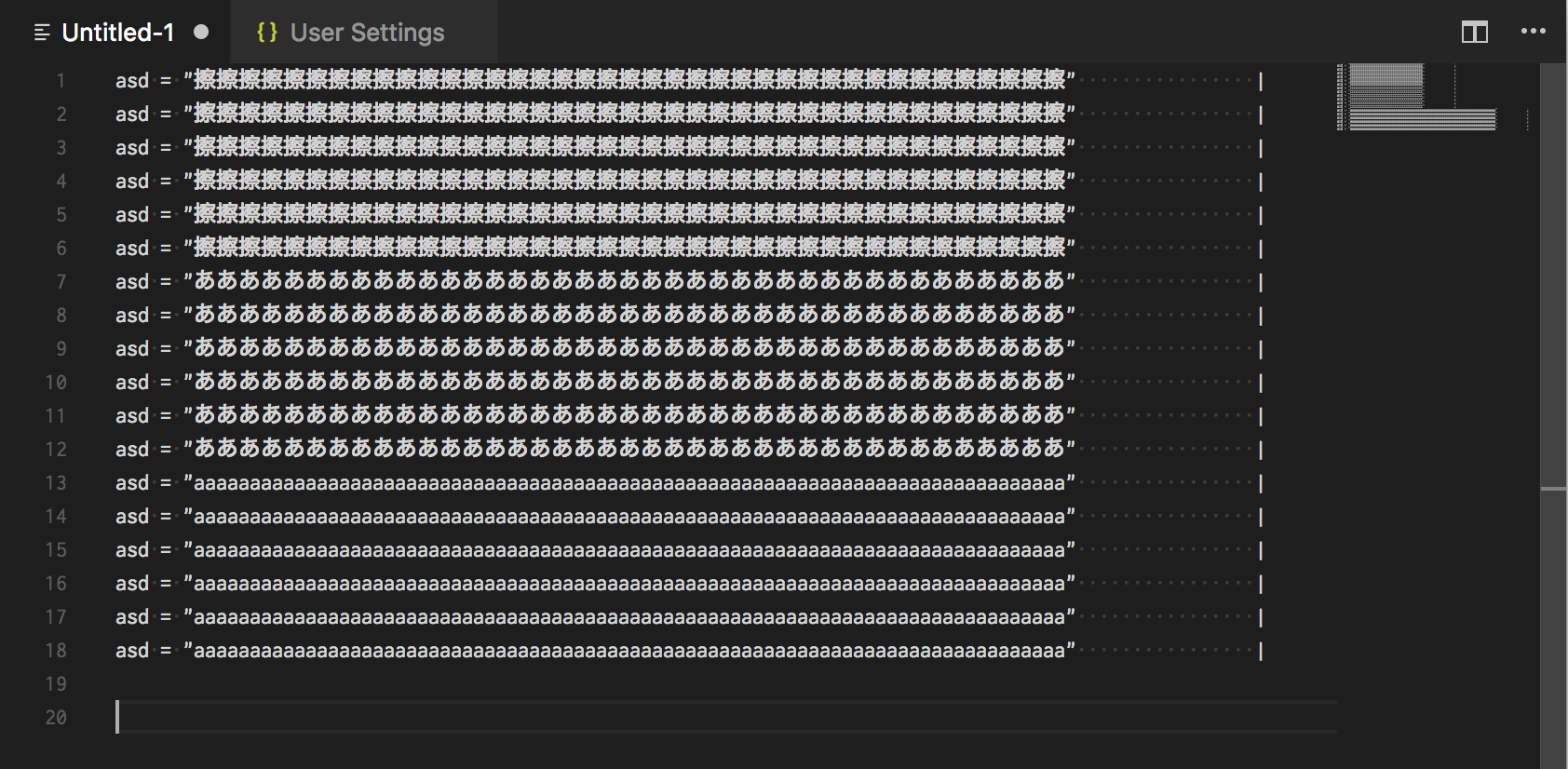 Minimap's char width for full-width characters is incorrect. · Issue #22652 · microsoft/vscode ...