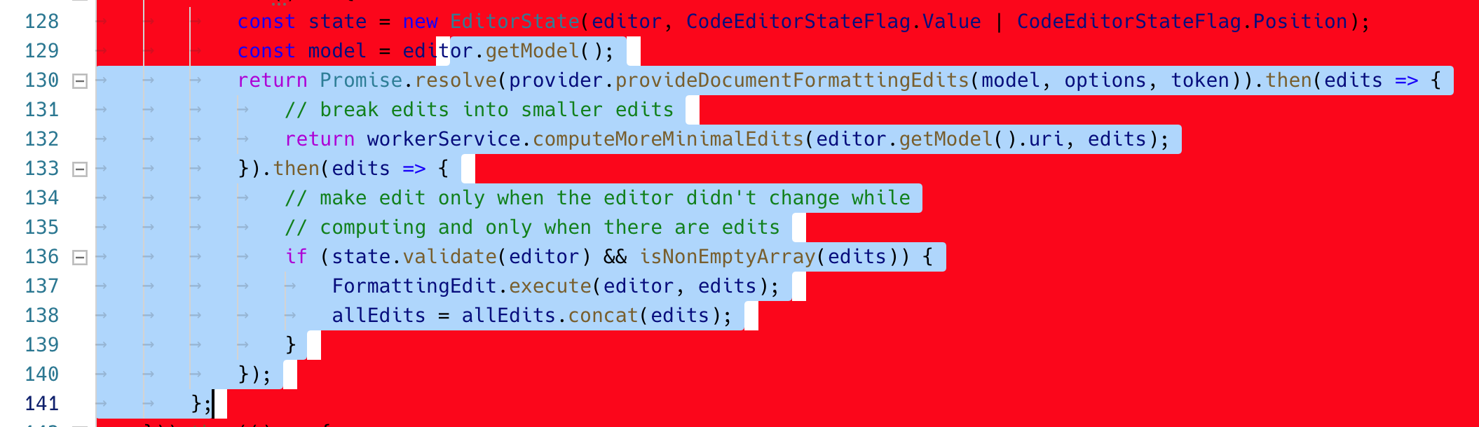 Selection should be drawn on top of diff editor insert/delete backgrounds · Issue #66225 ...