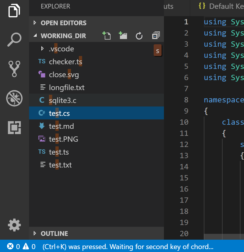Using key chord when file tree is focused triggers file highlighting ...