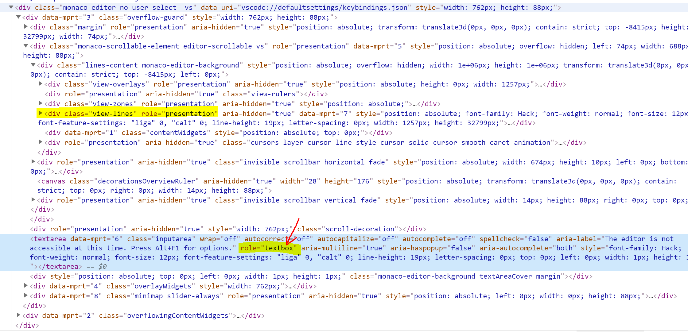 Screen Reader - Incorrect role assigned inside editor · Issue #1485 · microsoft/monaco-editor ...