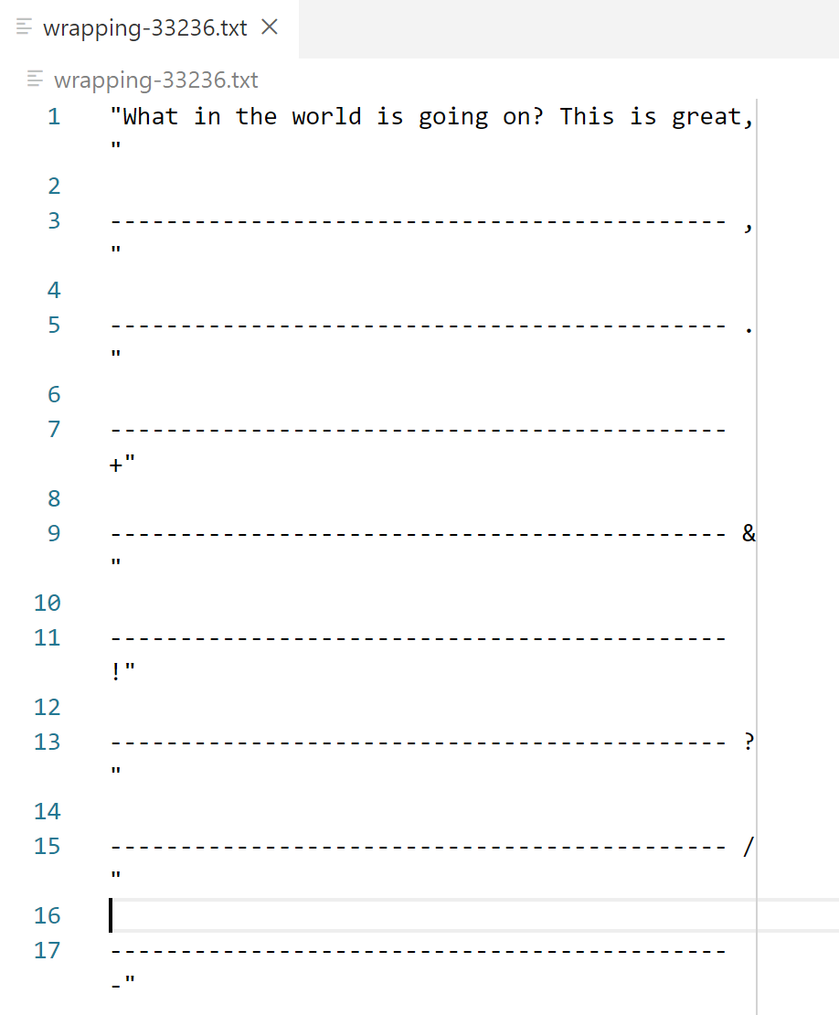 Some punctuation causes incorrect wrapping when followed by quote ...