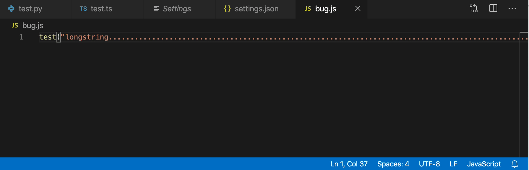 The cursor jumps to the left after replacing double quotes with ...